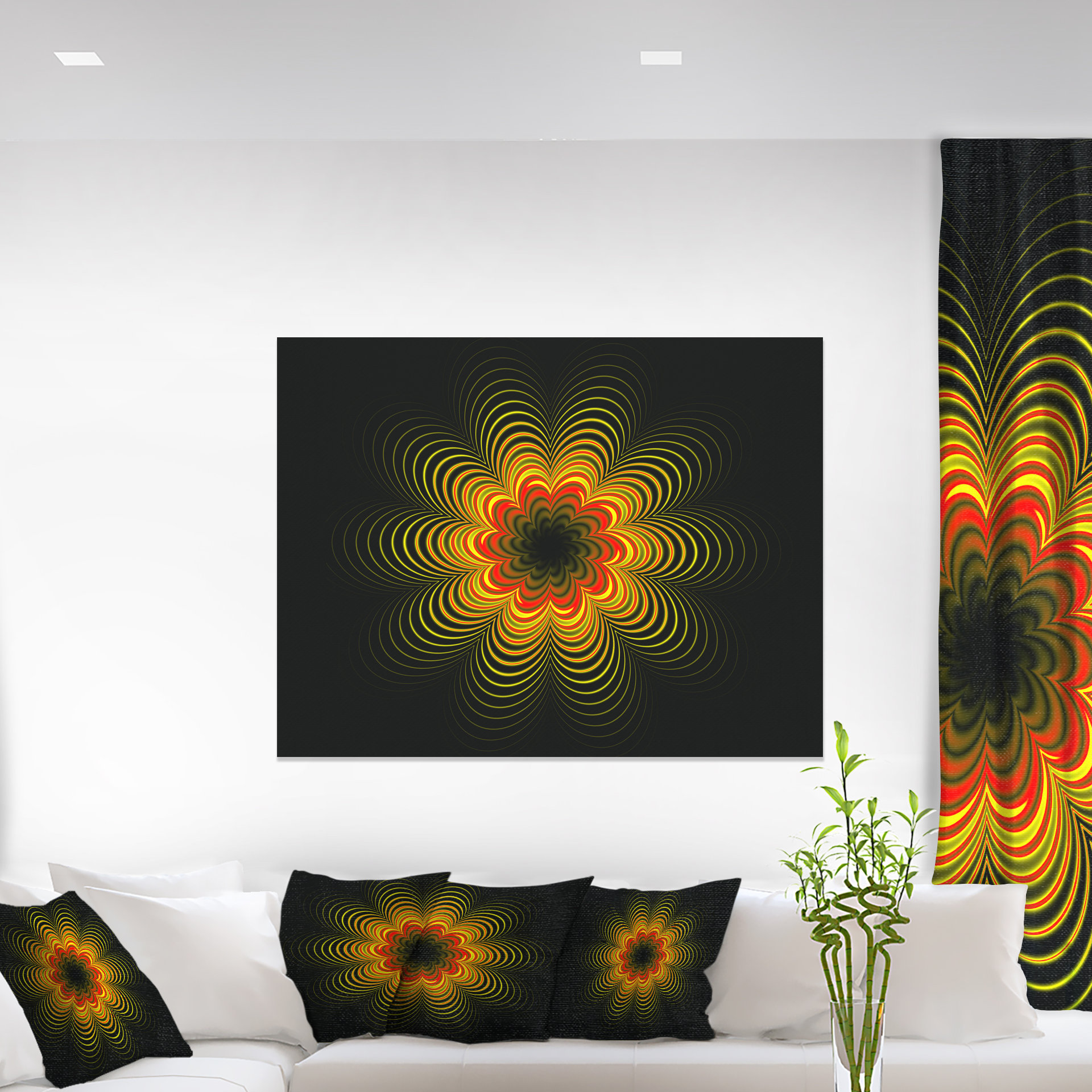 East Urban Home 'Psychedelic Yellow Fractal Flower' Graphic Art | Wayfair