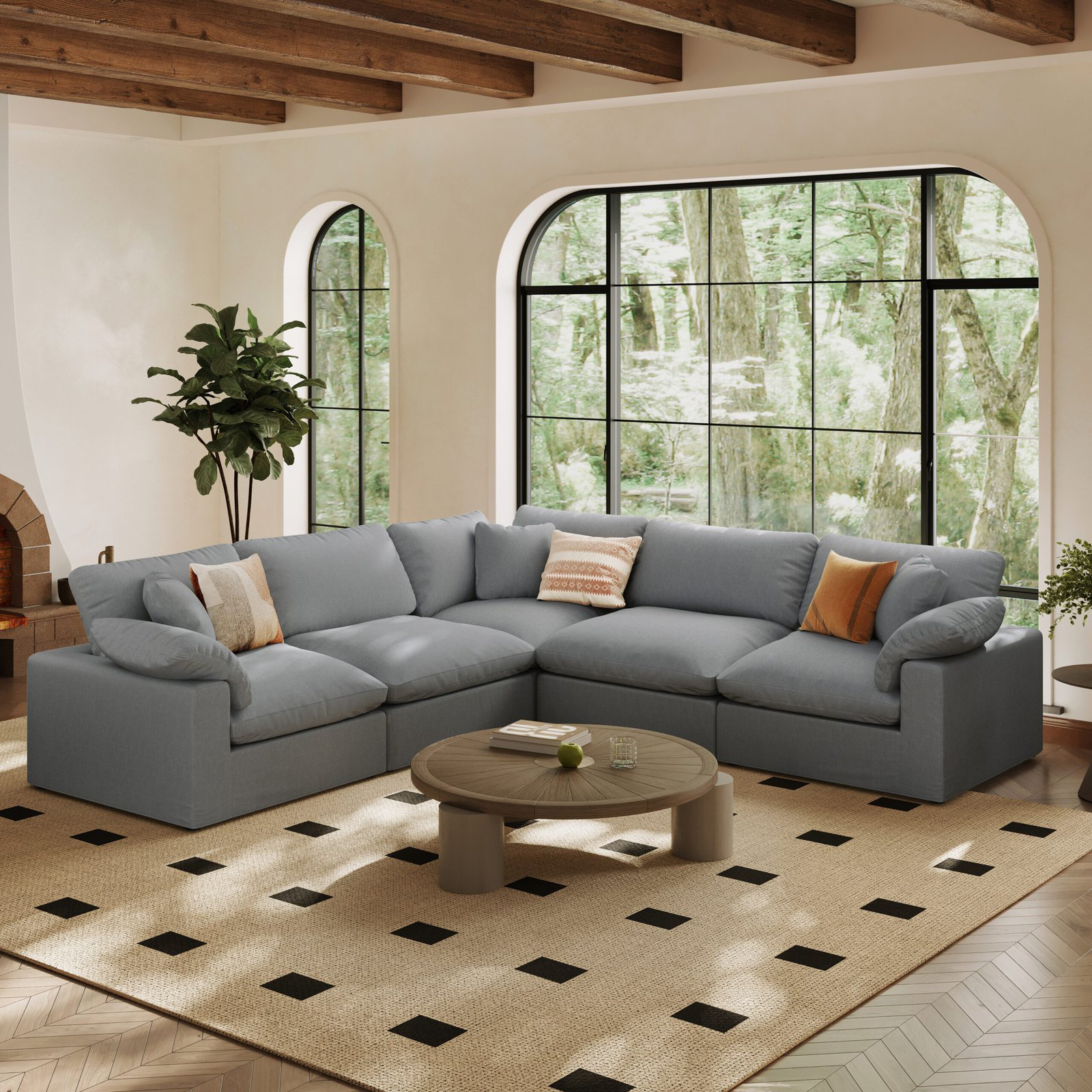 Hokku Designs Oversized Cloud Modular Sectional Sofa, Comfy Down Filled Sectional Sofa ...