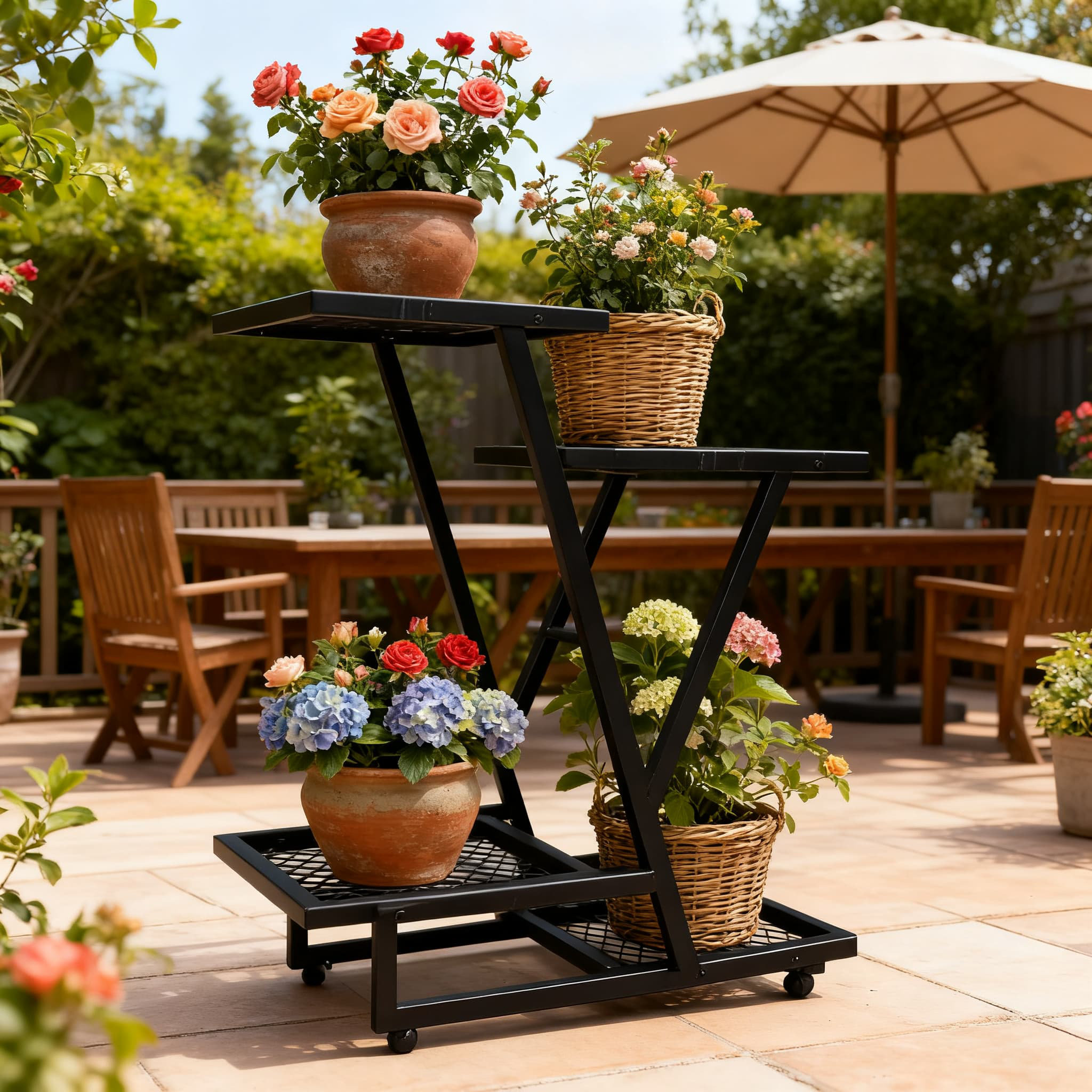 17 Stories 4-Tier Plant Stand For Indoor & Outdoor Use, Multi-Level ...