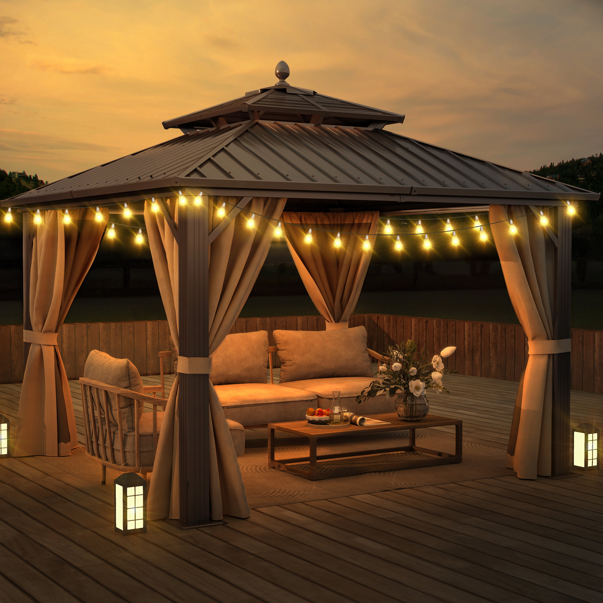 YITAHOME Aluminum Patio Gazebo Permanent Hardtop Gazebos & Reviews ...