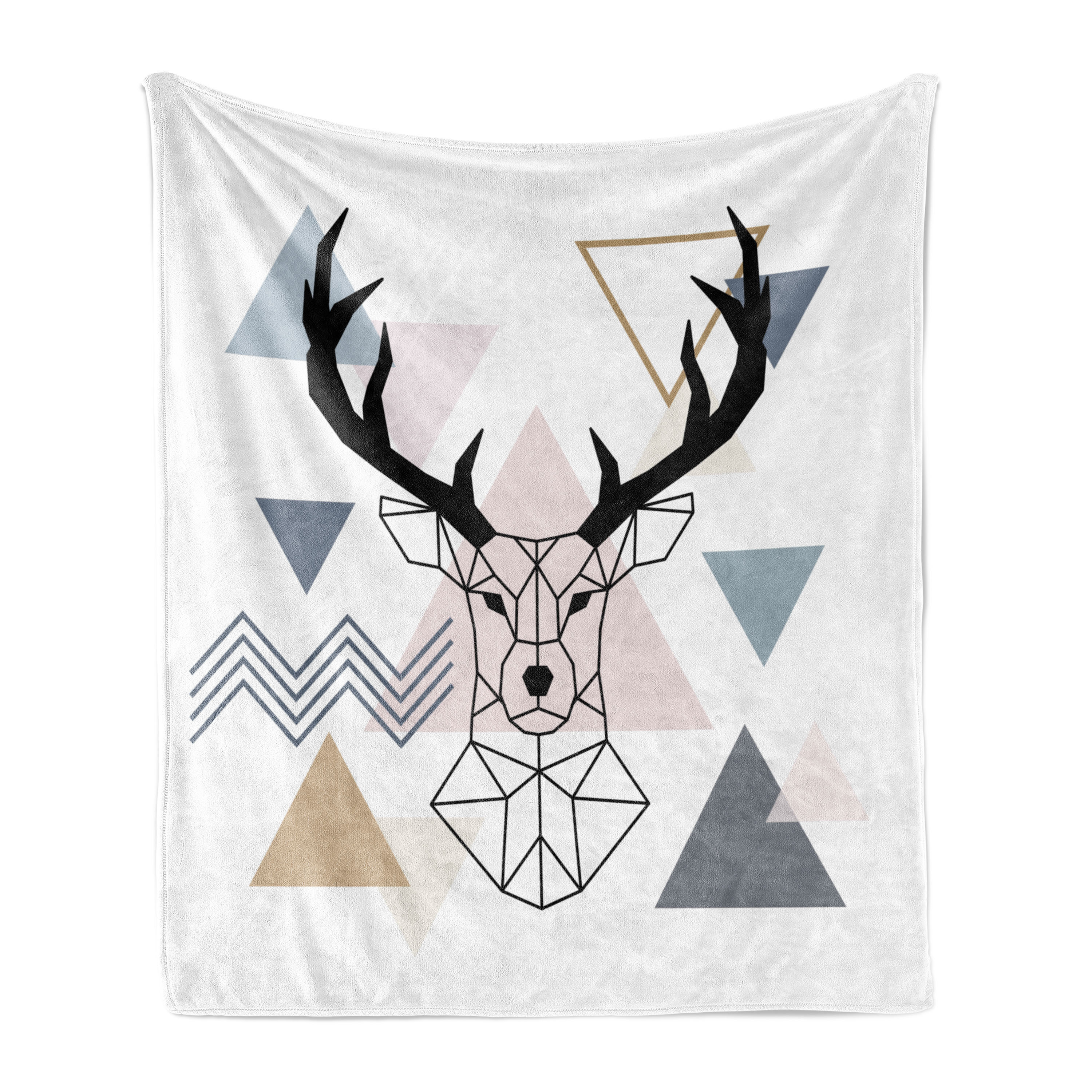 Ambesonne Deer Fleece Throw Blanket Geometric Style Blue Grey Pale Rose ...