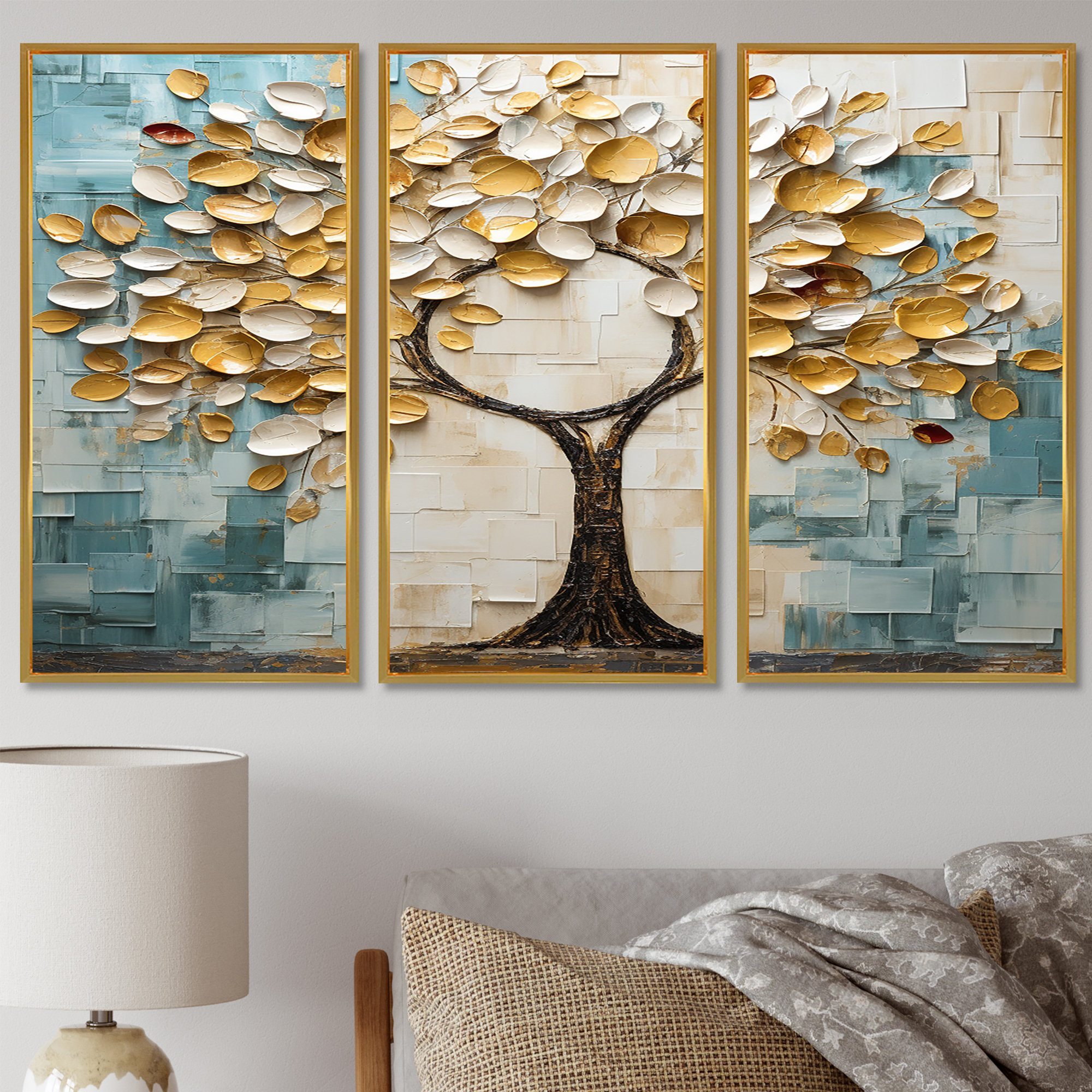 Lark Manor™ Minimal Winter Tree Vintage Teal - Tree Wall Art Decor Set ...