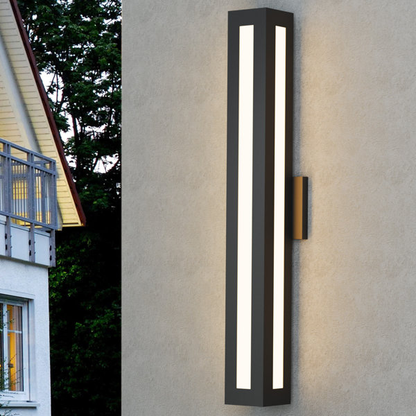 Wrought Studio Eljan Black Aluminum Outdoor LED Wall Light | Wayfair