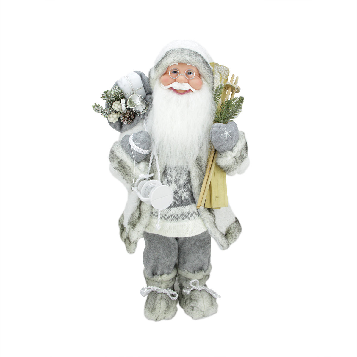 Northlight Seasonal 19" Gray and White Snowy Standing Santa Claus ...