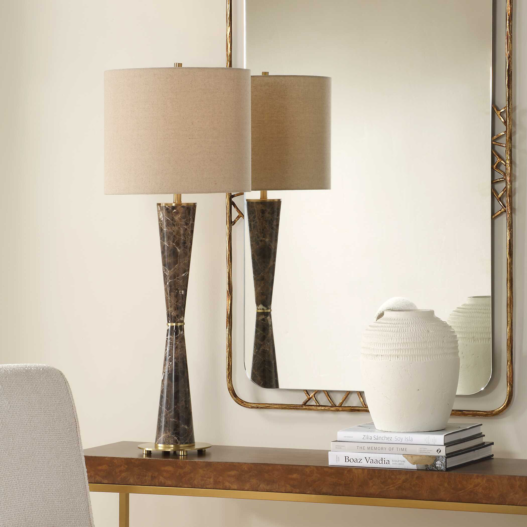 Everly Quinn Jameson Marble Cones Table Lamp | Wayfair