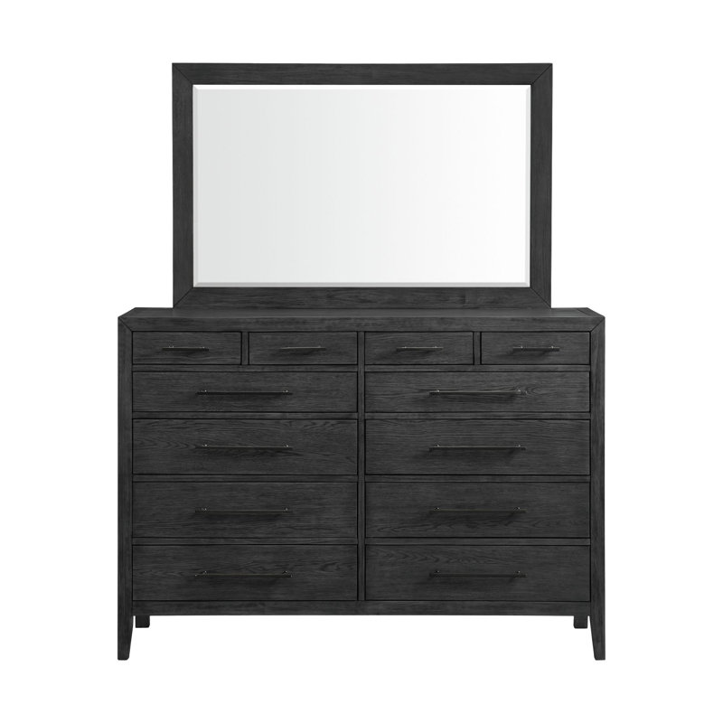 Picket House Furnishings Armes 12-Drawer Dresser & Mirror Set In Black ...