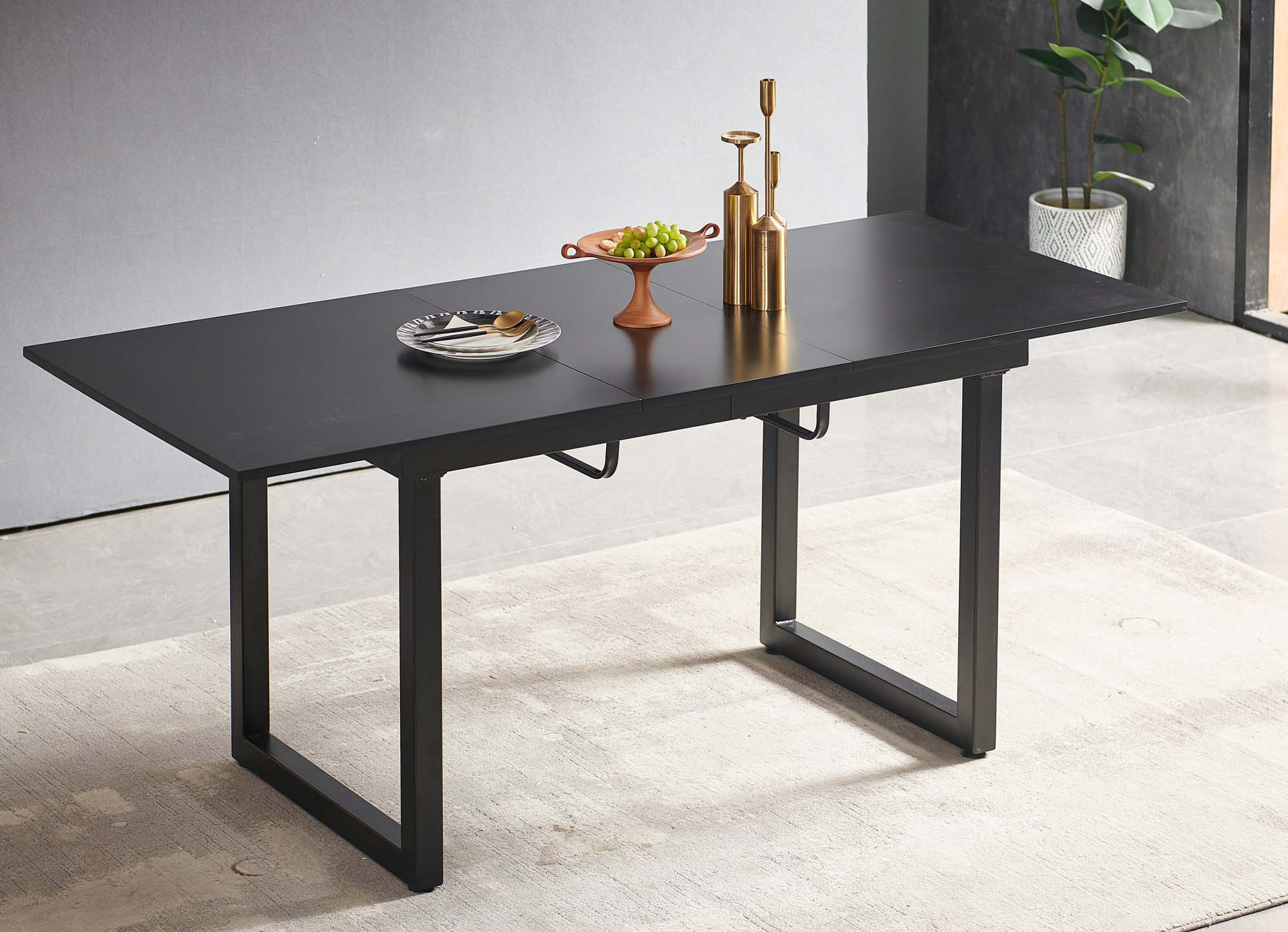 Ebern Designs Extendable Dining Table With Metal Leg | Wayfair