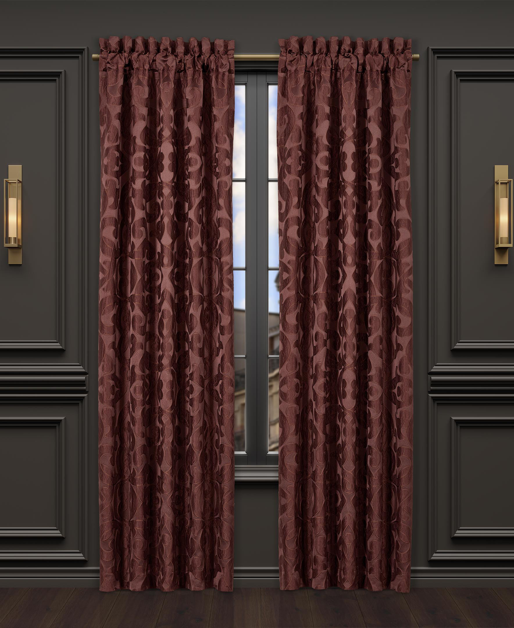 Five Queens Court La Grande Maroon Curtain Panel Pair | Wayfair