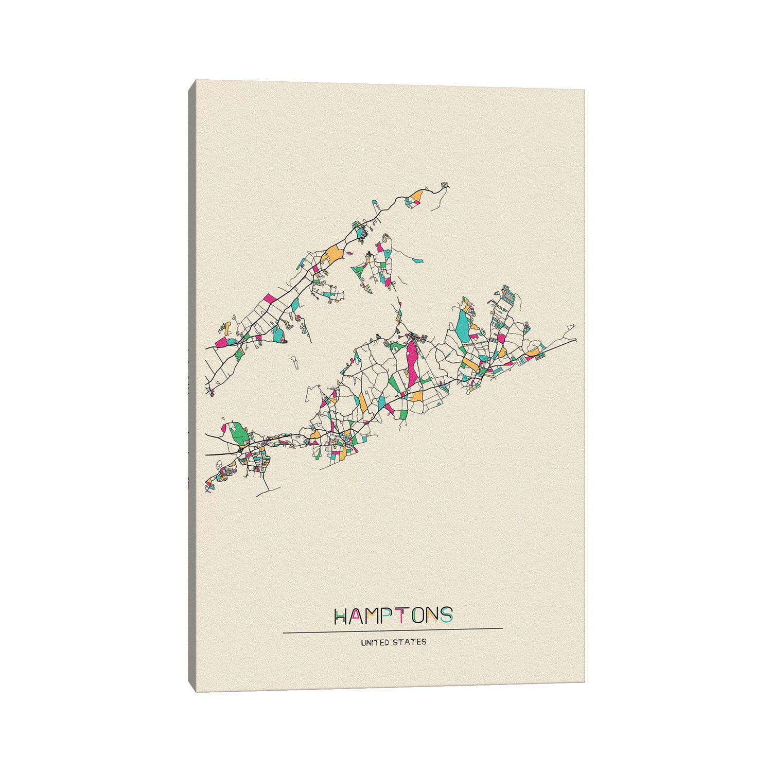 East Urban Home The Hamptons, Long Island Map by Ayse Deniz Akerman ...