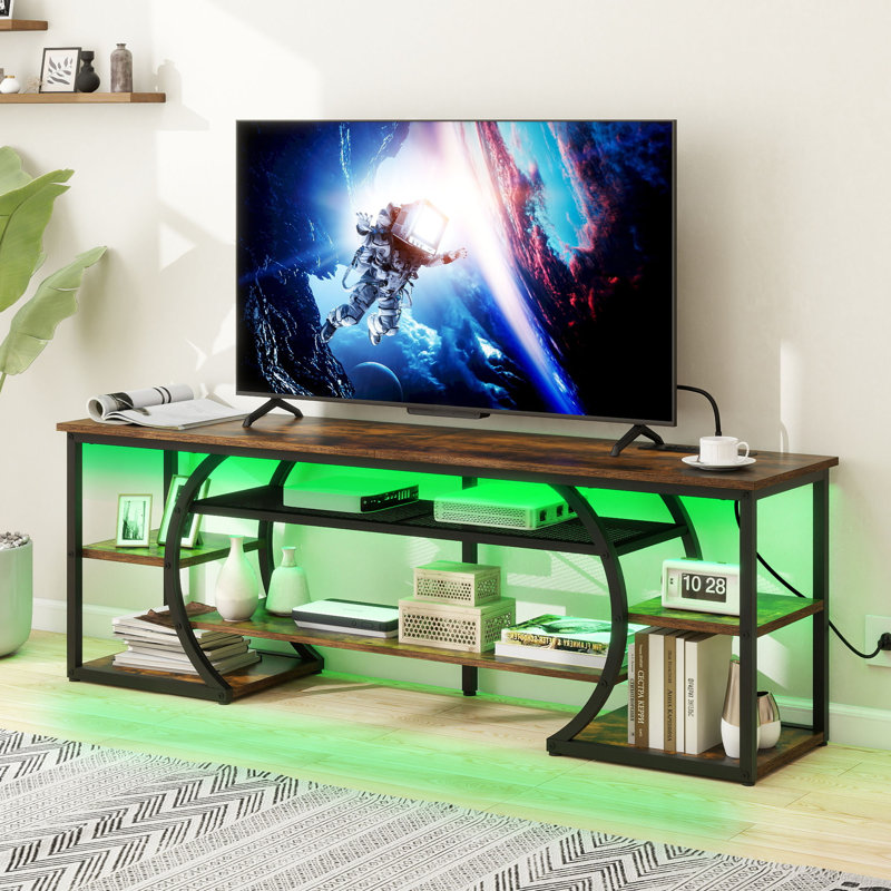 Wrought Studio™ LED Metal Frame Entertainment Center Console Table TV ...