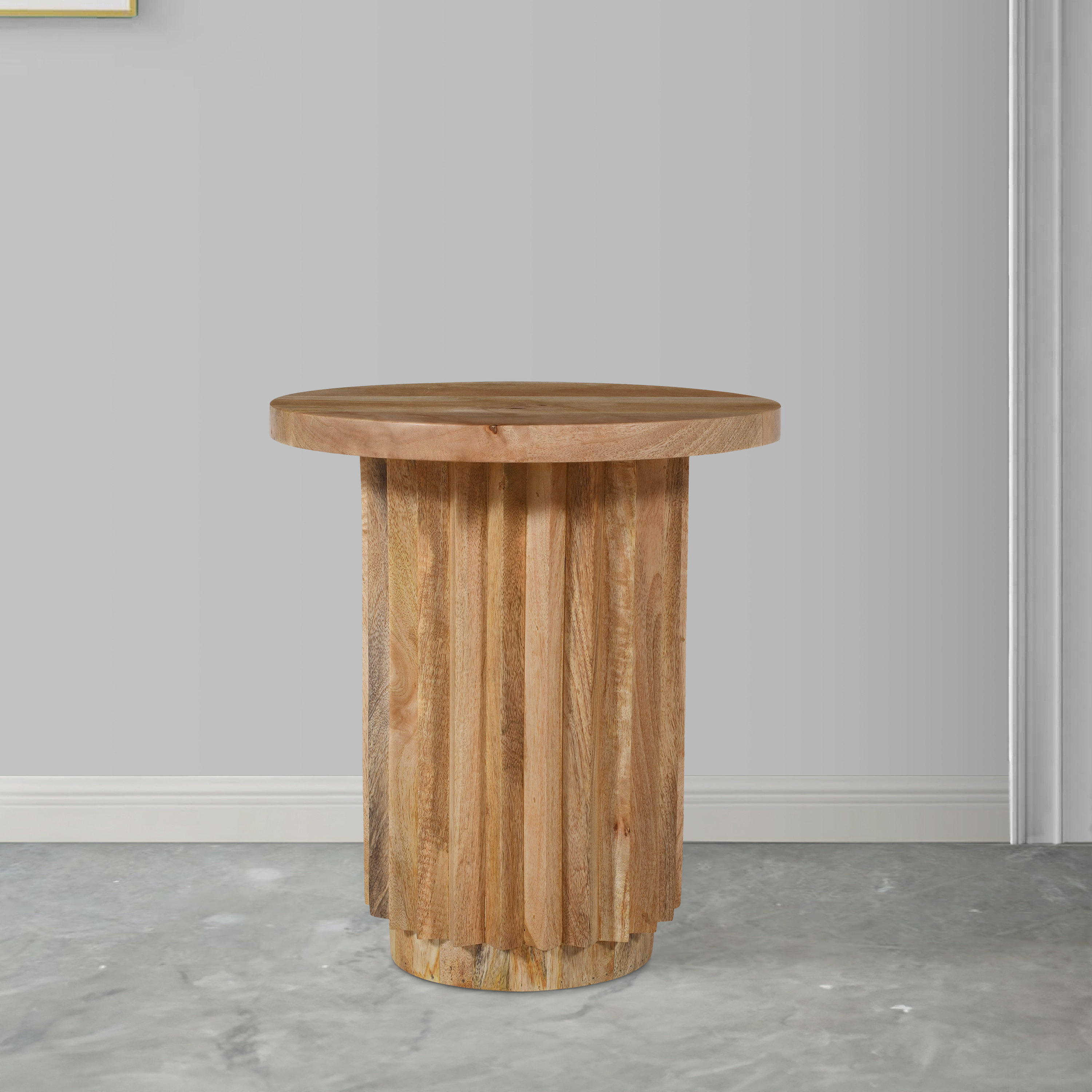 Millwood Pines Muna Side End Table, 16" Round Top, Handcrafted Mango ...