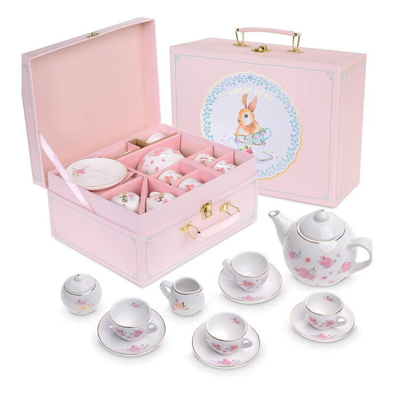 House of Hampton® Tea Set for Little Girls,13 pcs Porcelain Tea Set ...