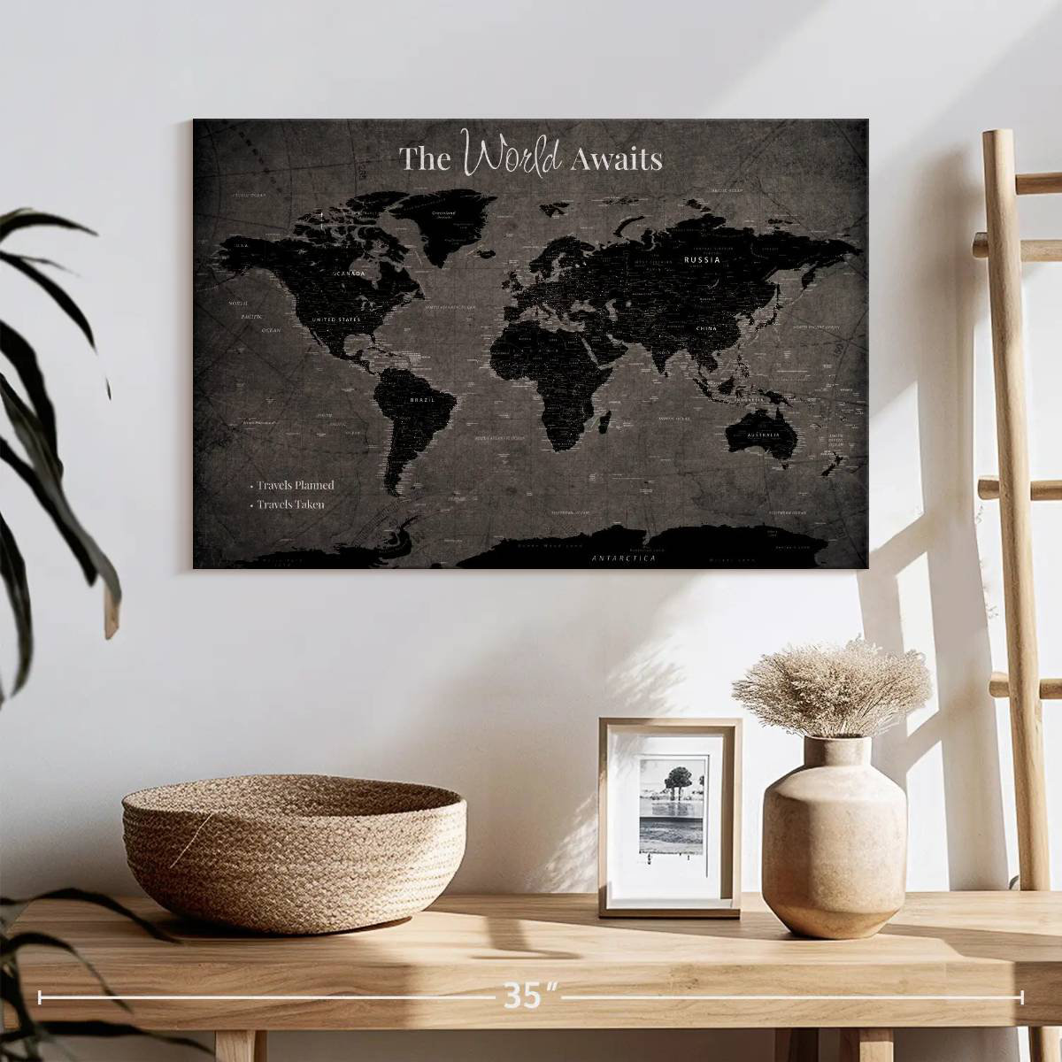 Elephant Stock World Awaits III Push Pin World Map | Wayfair