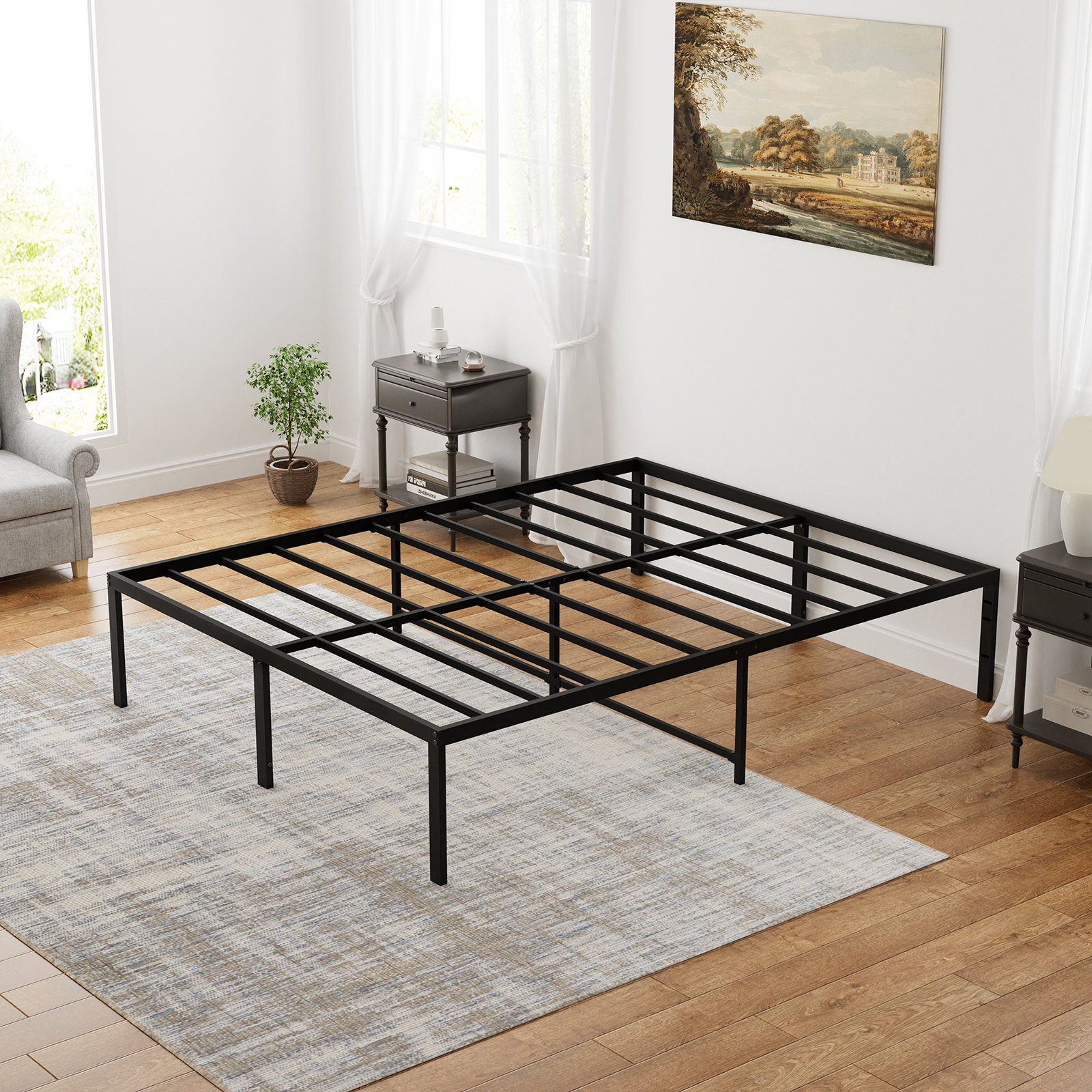 The Twillery Co. Precita 18'' Metal Bed Frame with Protection Pads ...