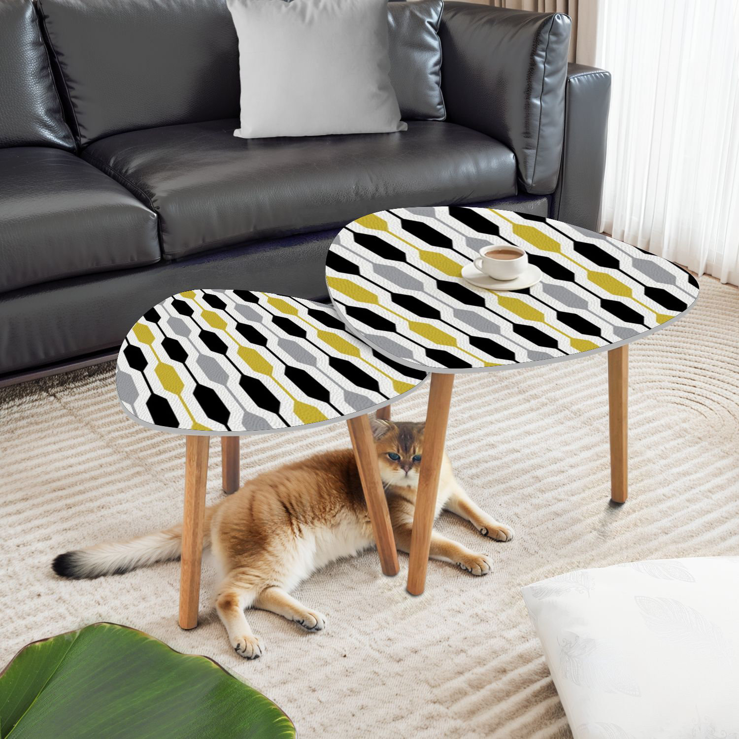 East Urban Home Triangle Nesting Coffee Table Set of 2 1960s Stylish ...