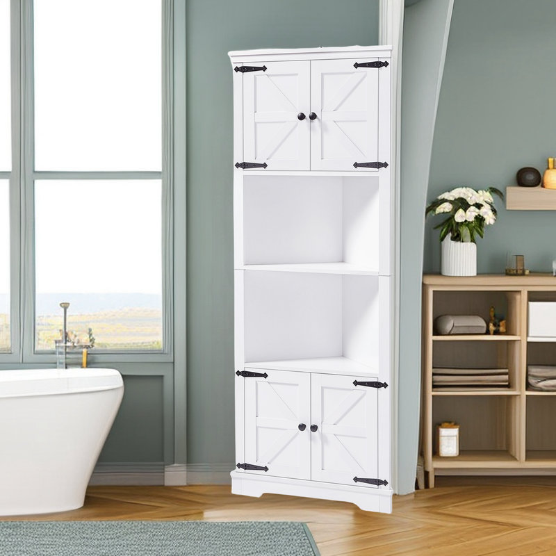 Rebrilliant Nirvik Freestanding Corner Bathroom Cabinet | Wayfair