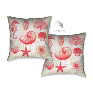 LauralHome Red Shells Reversible Throw Pillow | Wayfair