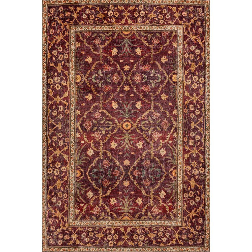Bungalow Rose Fuga Soft Textured Burgundy Vintage Patterned Rug ...