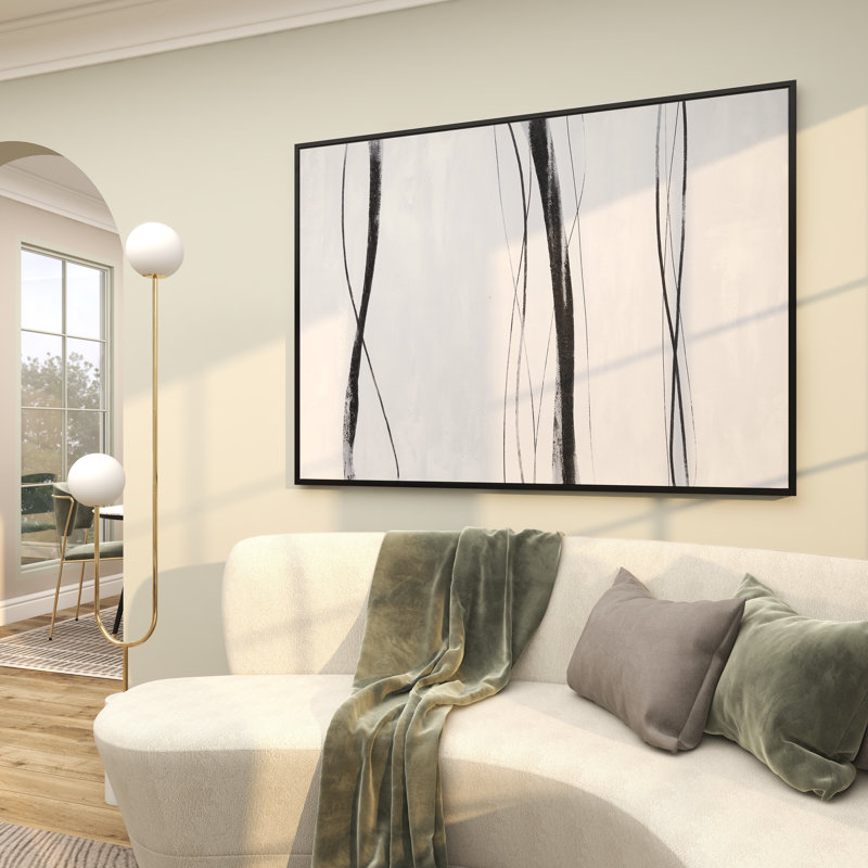 Orren Ellis Canvas Abstract Black Framed Wall Art with Black Frame ...