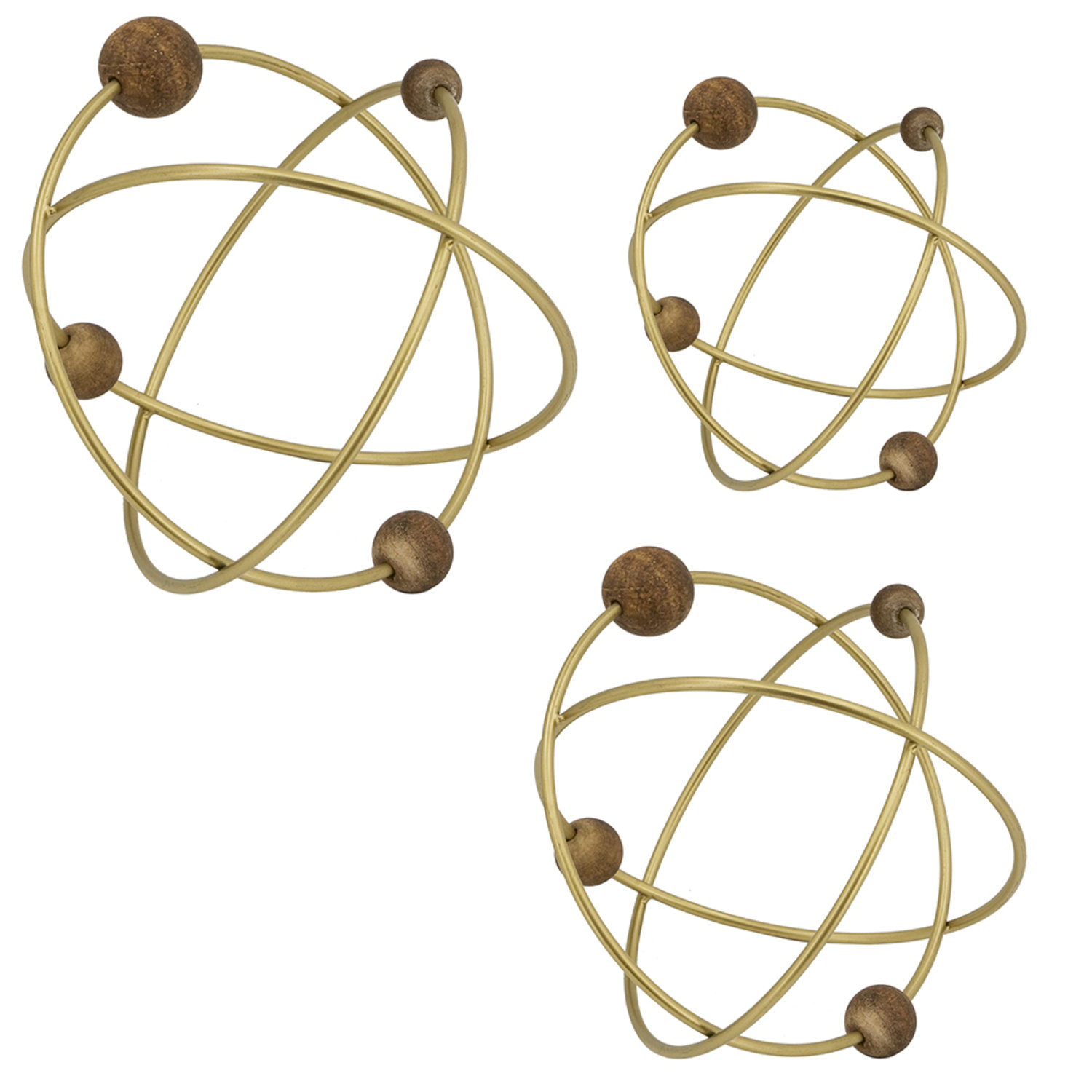 Mercer41 Obitz Deco Balls - Set of 3 - Brown, Gold | Wayfair