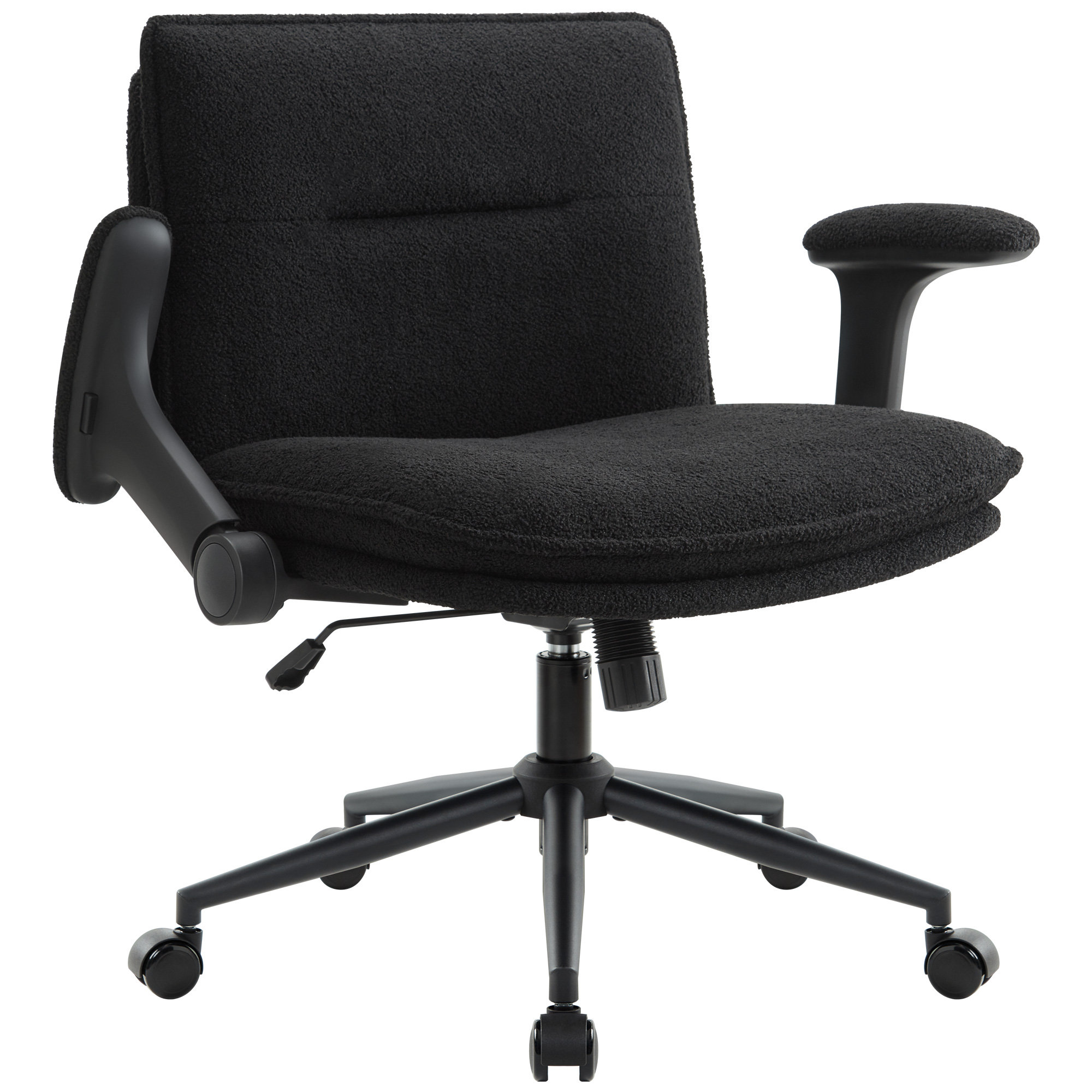 Inbox Zero Black Cross Legged Office Chair With Wheels And Flip-up Arms ...