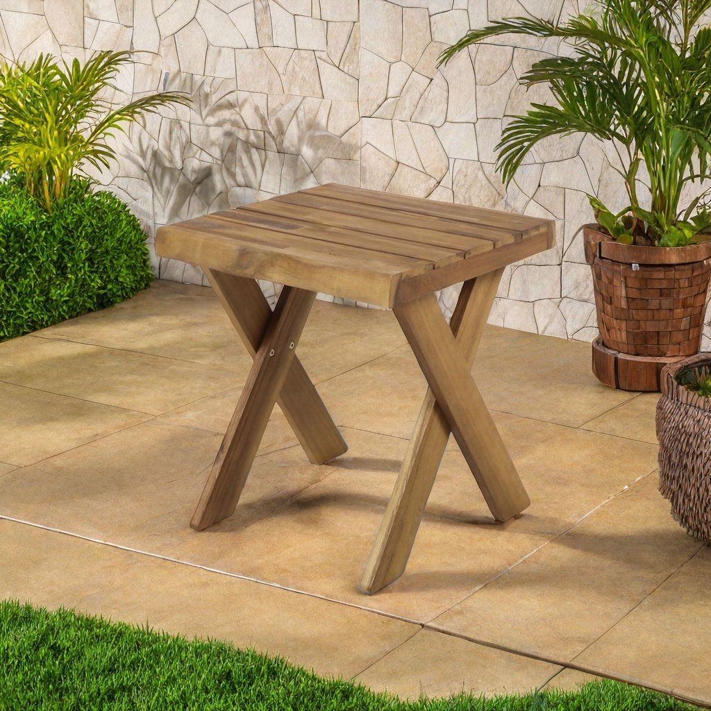 Millwood Pines Outdoor Wooden End Table, Rustic Small Coffee Table For ...
