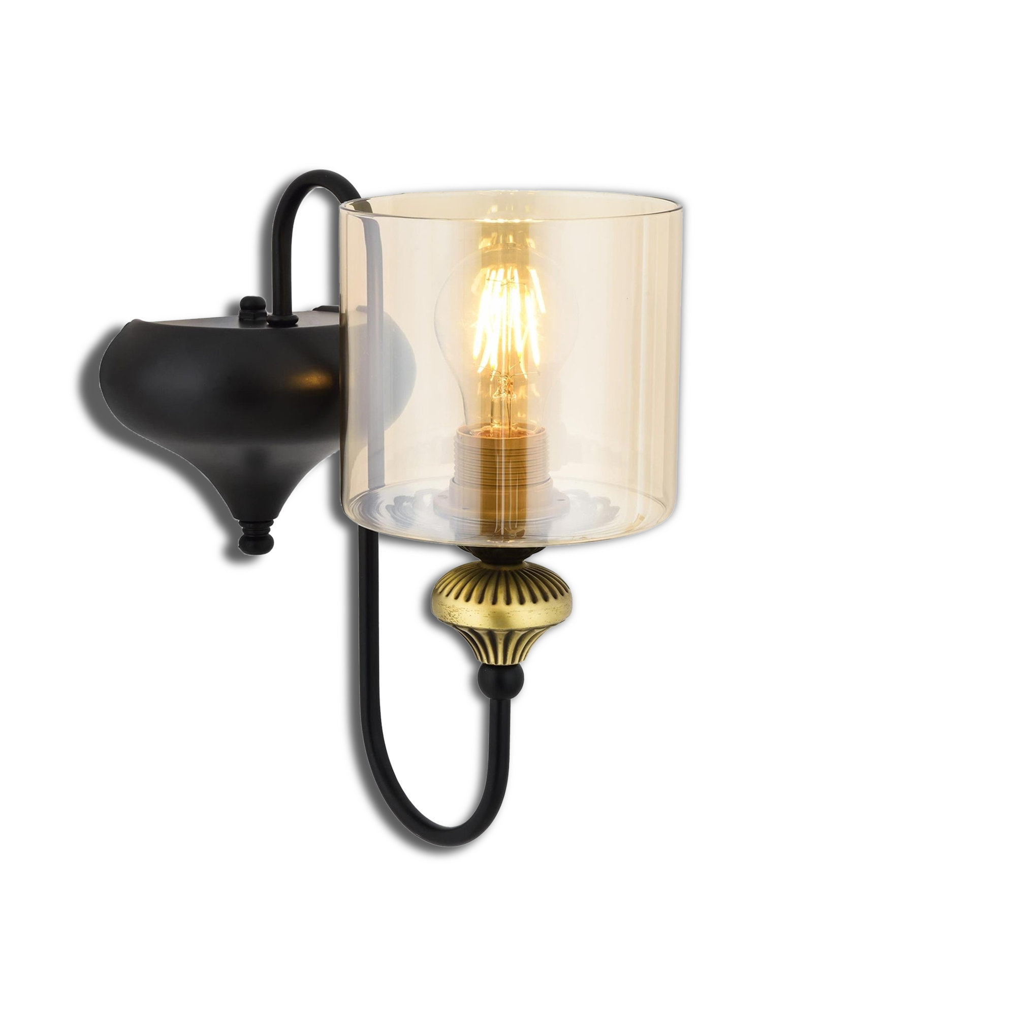 SpiritHome Metal Body Cylinder Glass Cap Armed Wall Sconce | Wayfair
