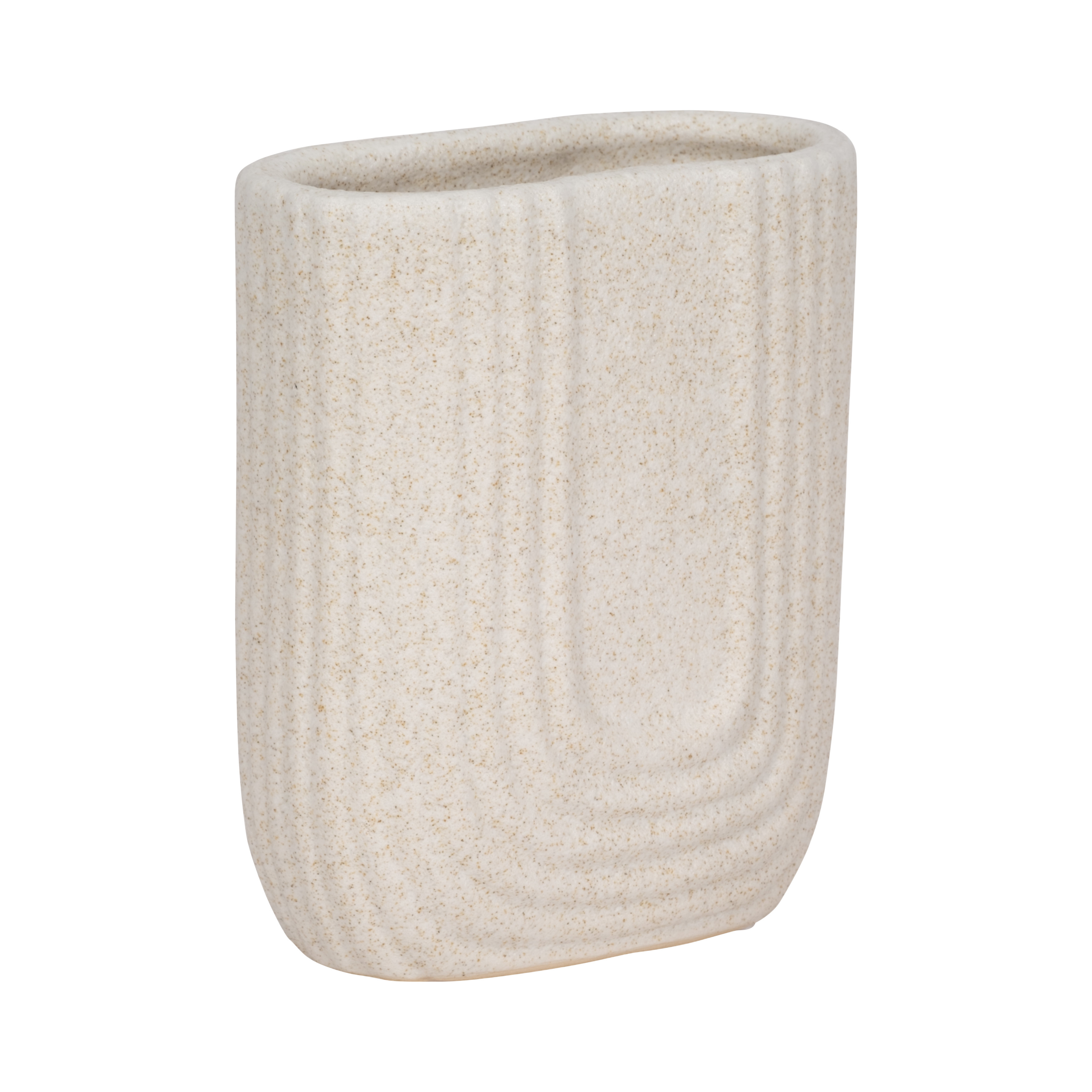 Wrought Studio™ 8-inch Ivory Ceramic Speckled Sand Upside Down Arch ...