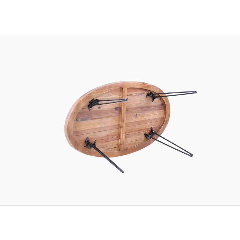 17 Stories Oval Natural Reclaimed Wood Foldable Cocktail Table for Your ...