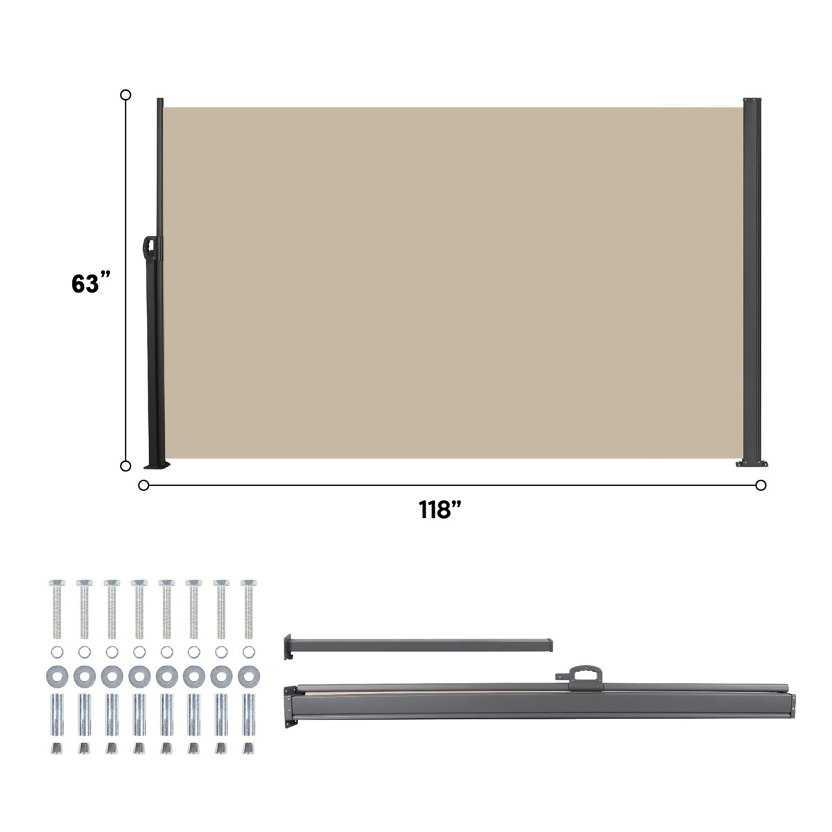 CENSTEEL UV Resistant Retractable Side Screen Awning | Wayfair