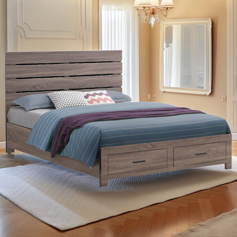 Red Barrel Studio Platform Bed with Slatted Headboard and Footboard ...