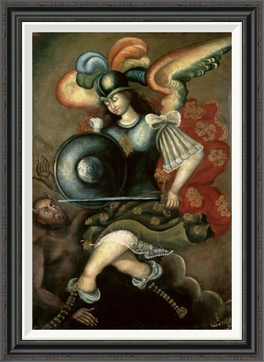 Global Gallery 'The Archangel Saint Michael' by Peruvian School Framed ...