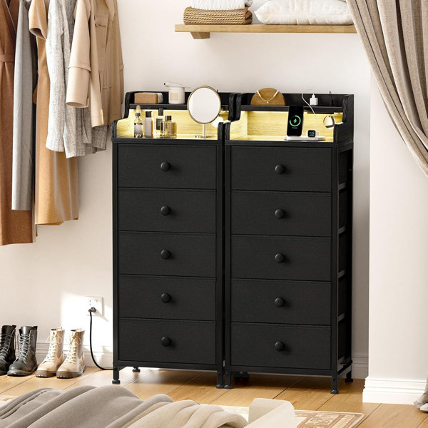 Wrought Studio™ Dresser for Bedroom with Charging Station and LED ...