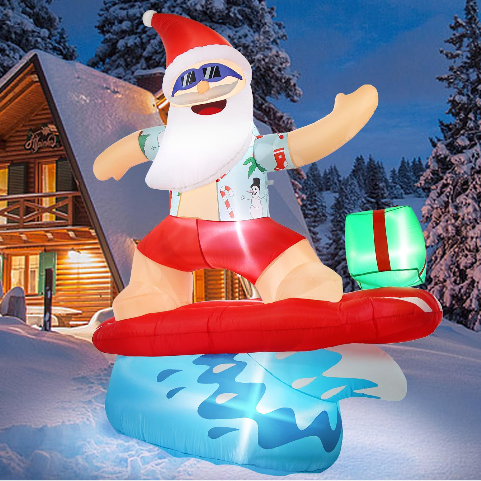 The Holiday Aisle® Christmas Surfing Santa Inflatables Outdoor ...