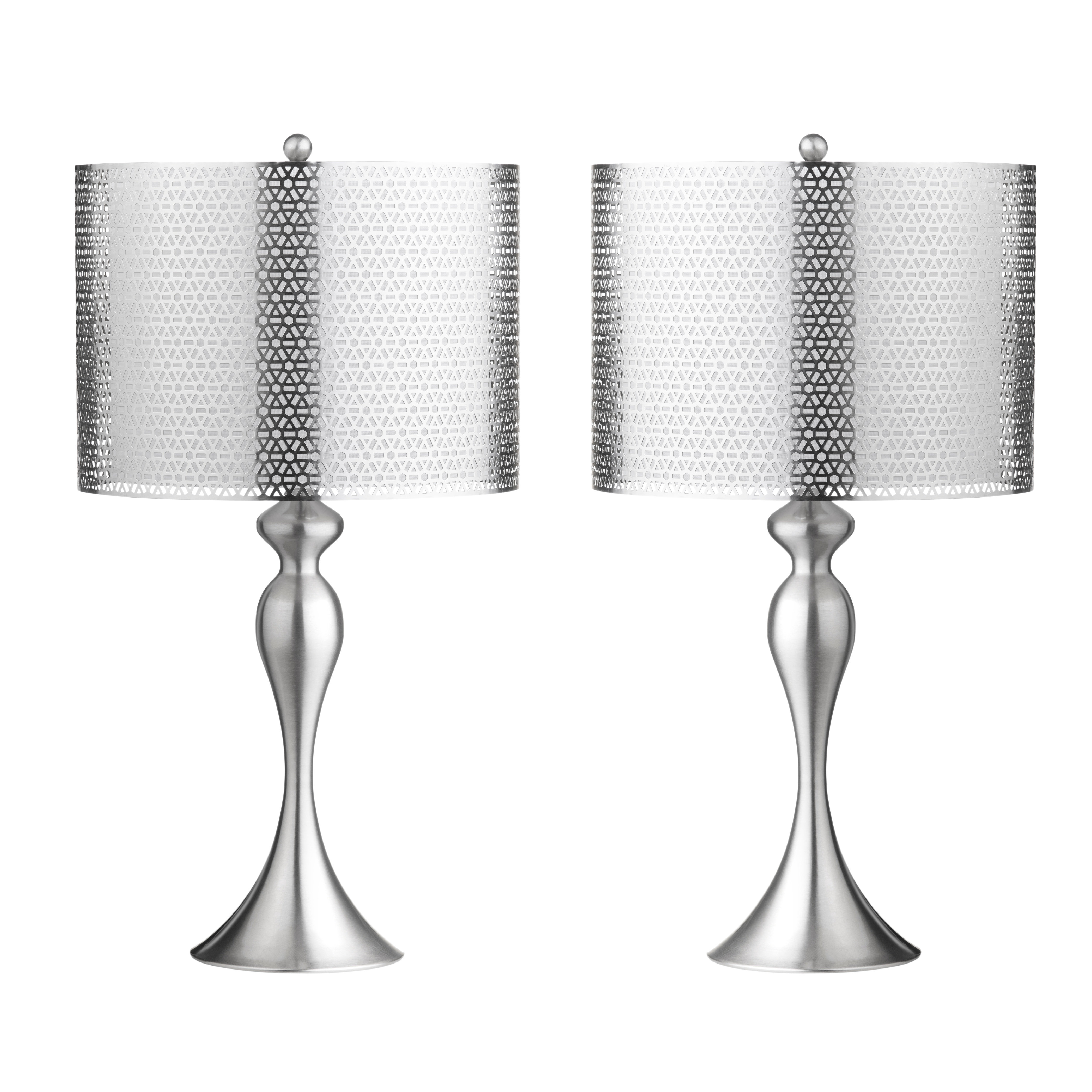 House of Hampton® Set Of 2 Steel Table Lamps with Metal over Linen ...