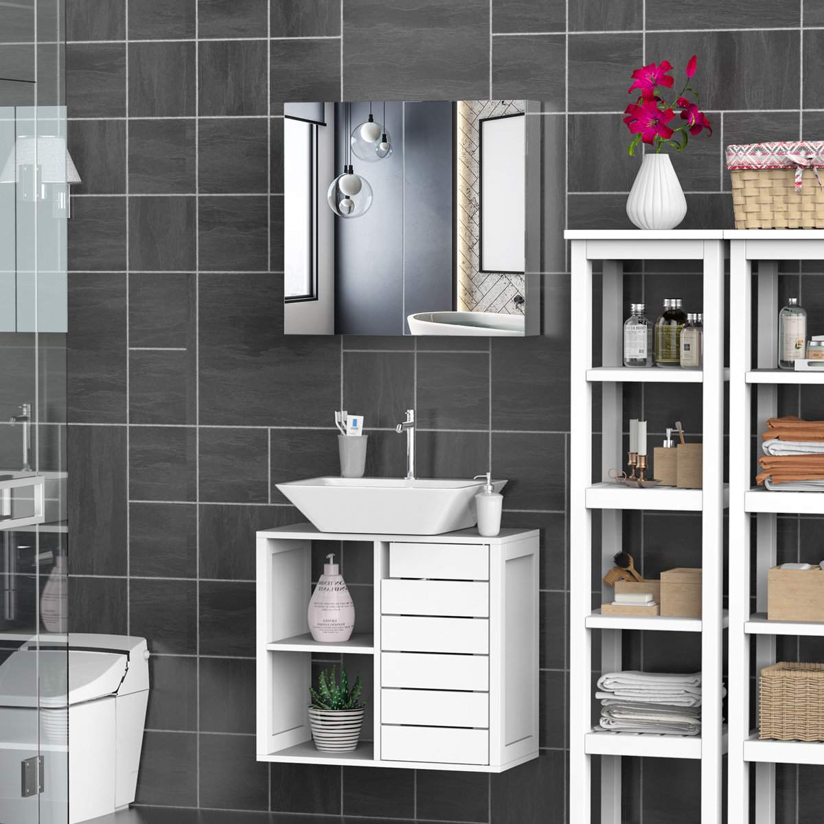 Orren Ellis Bowie Floating Bathroom Surface Mount Frameless 2 & Reviews ...
