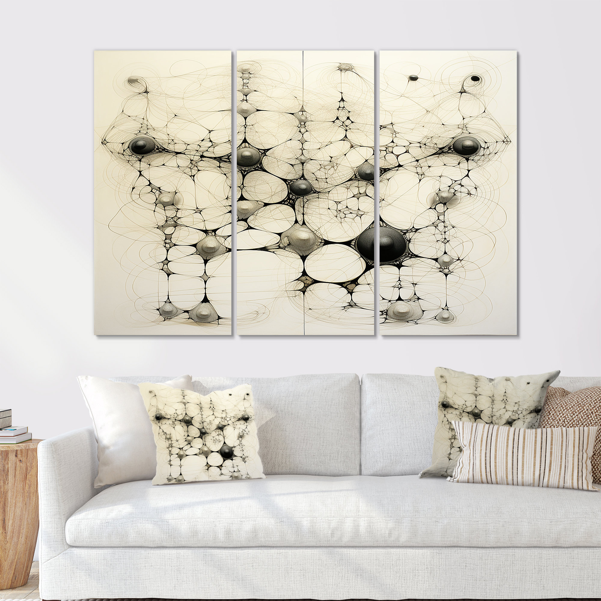 Brayden Studio® Neural Networks Monochrome Drawing - Geometric Wall Art ...