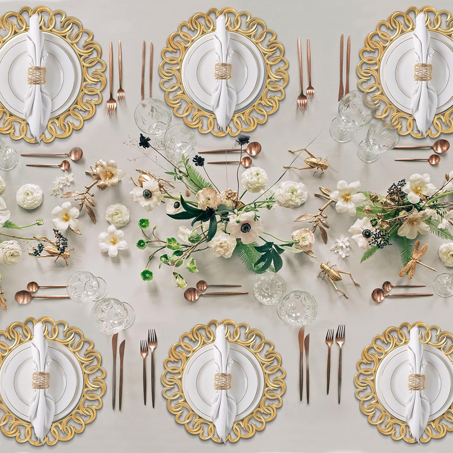 Rosdorf Park Gold Charger Plates Set Of 6 Mirror Chargers For Dinner ...