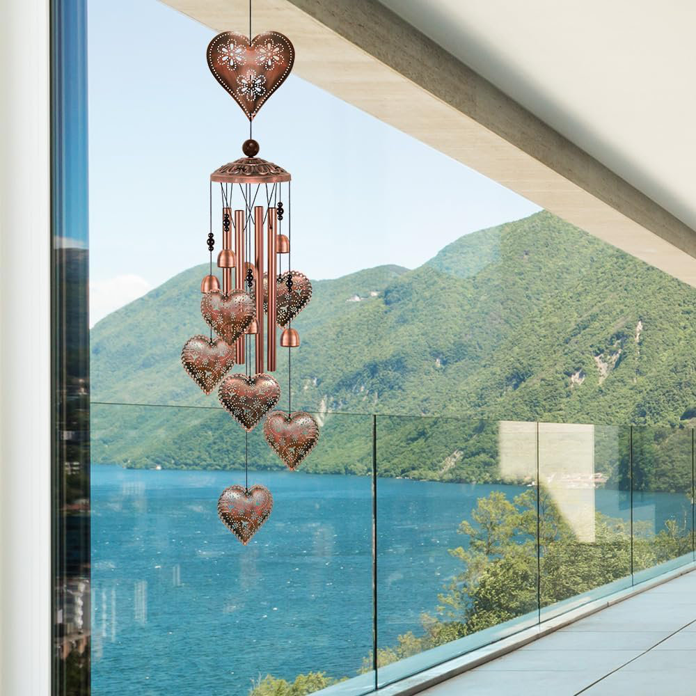 Arlmont & Co. Outdoor Heart Wind Chimes Decor | Wayfair