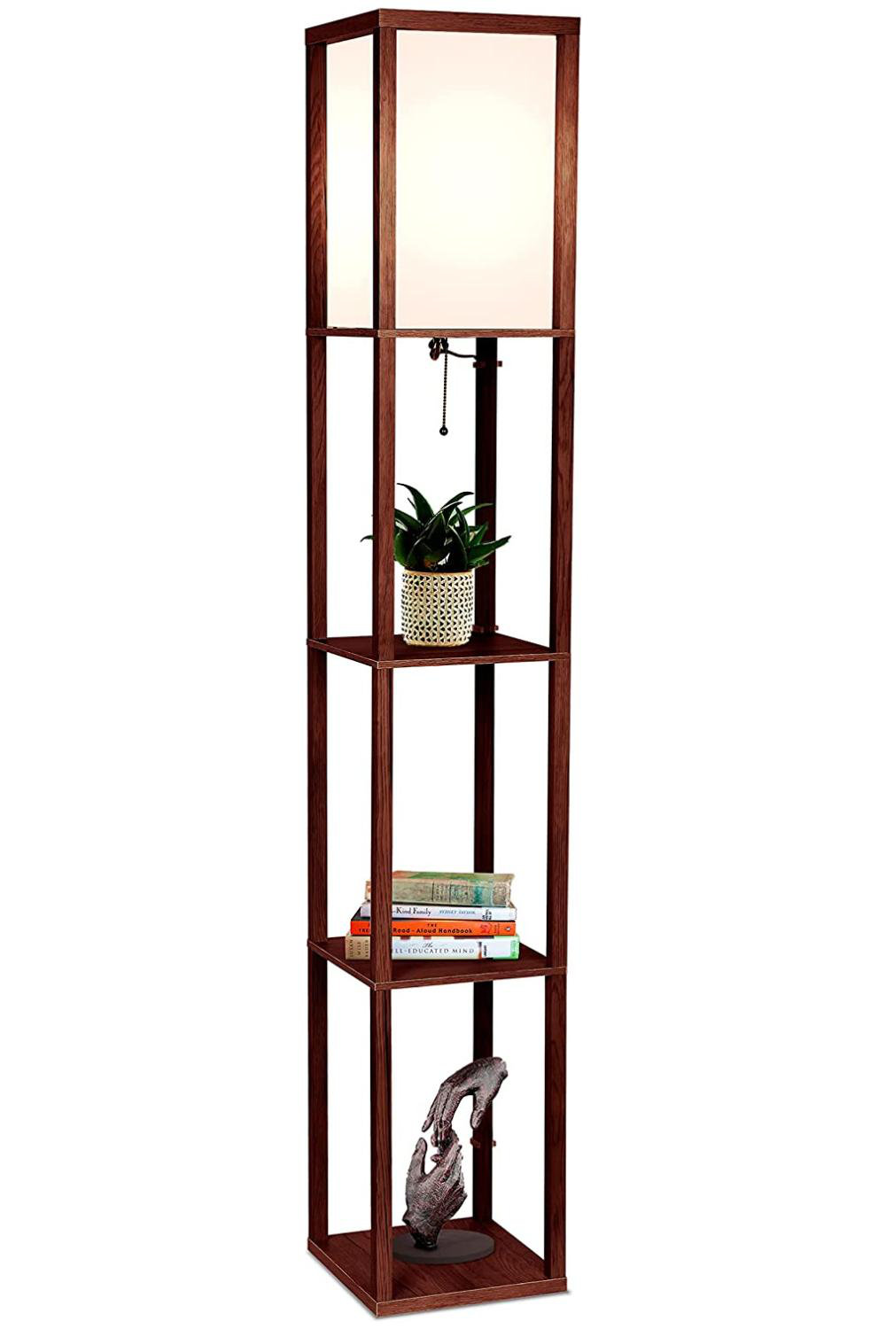 Ebern Designs Modern Shelf Floor Lamp With Lamp Shade And LED Bulb ...