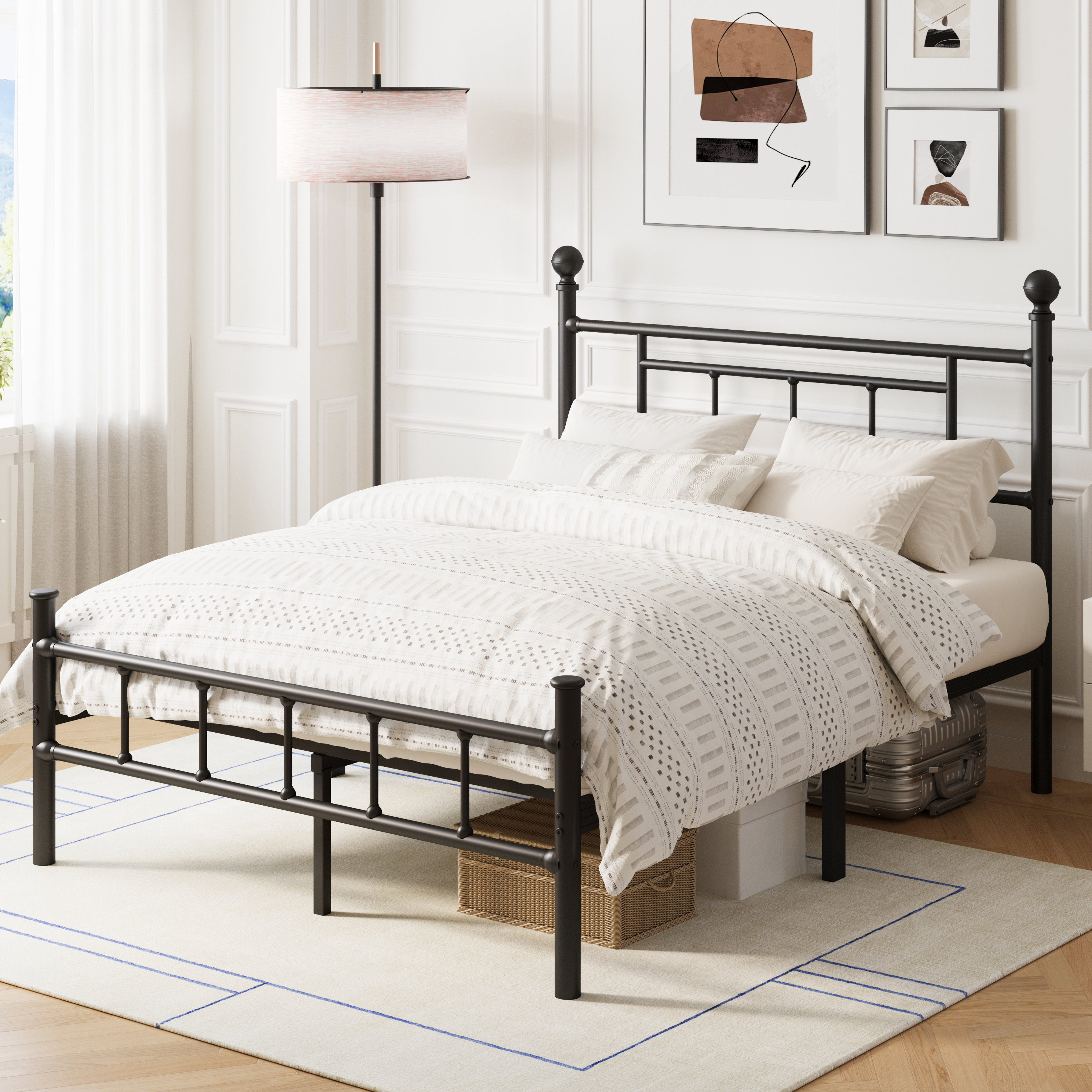 Winston Porter 46” High Platform Bed Frame with Headboard, Contemporary ...