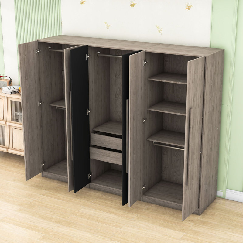 Latitude Run® Laurabeth Contemporary Freestanding 6-Door Wardrobe with ...