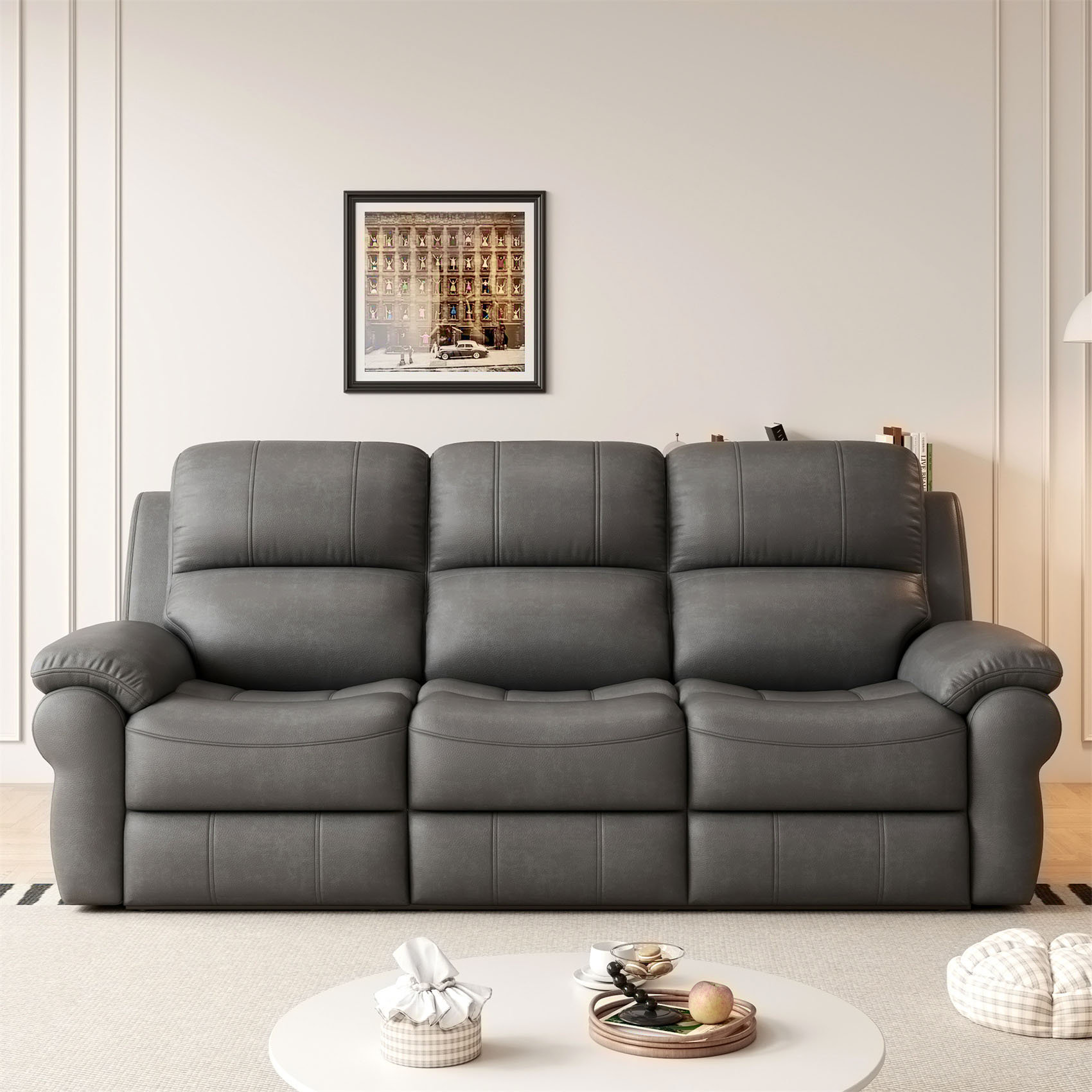Latitude Run® Power Reclining Sofa with Drop Down Table USB Button and ...