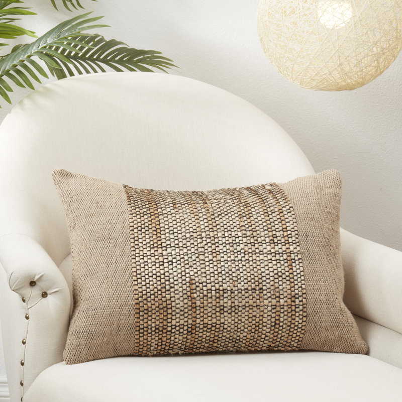 Saro Earthy Jute Banded Outdoor Throw Pillow Cover | Wayfair