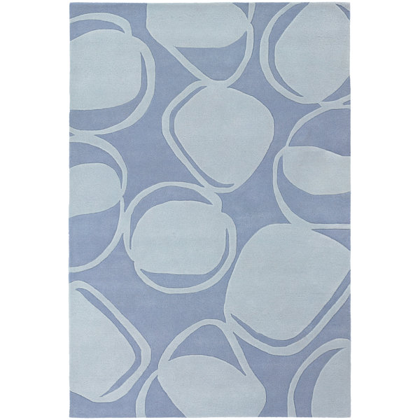 Chandra Inhabit Wool Abstract Area Rug in Light Blue | Perigold