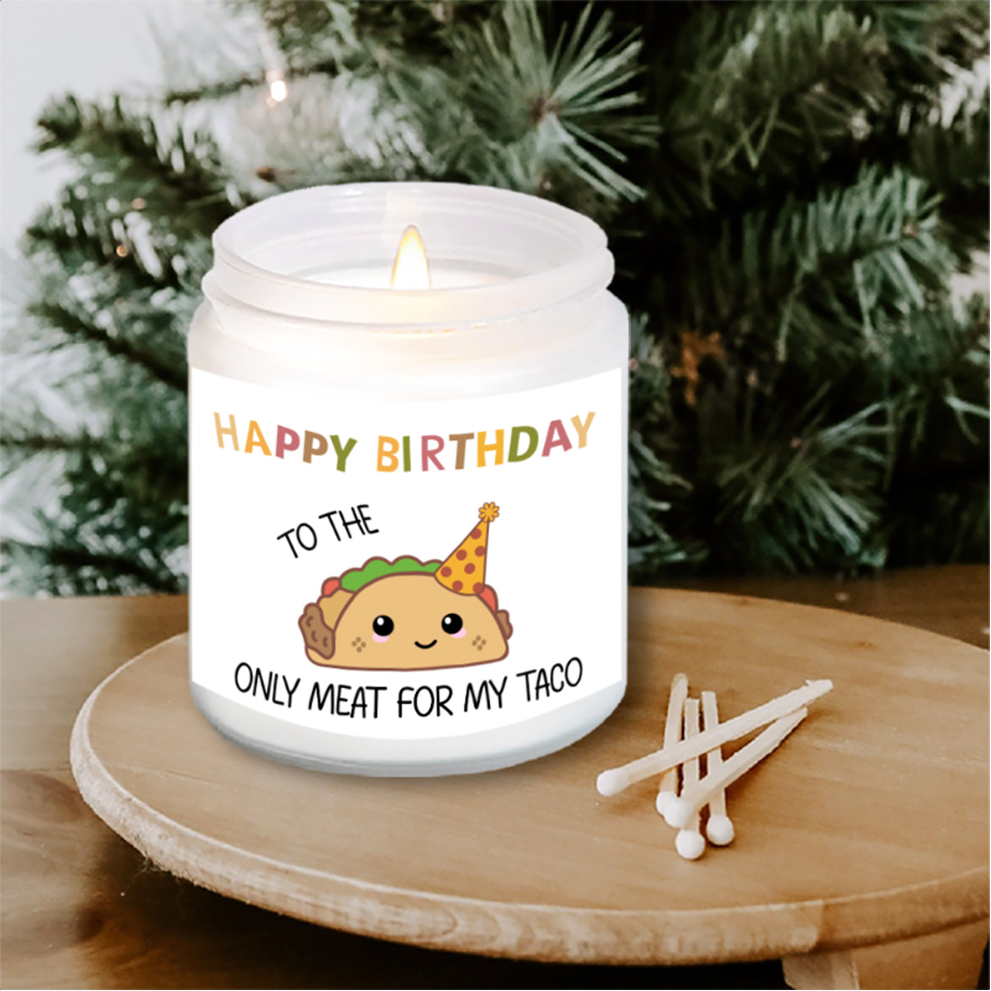 The Party Aisle™ Happy Birthday Funny Taco-Scented Soy Candle Perfect ...