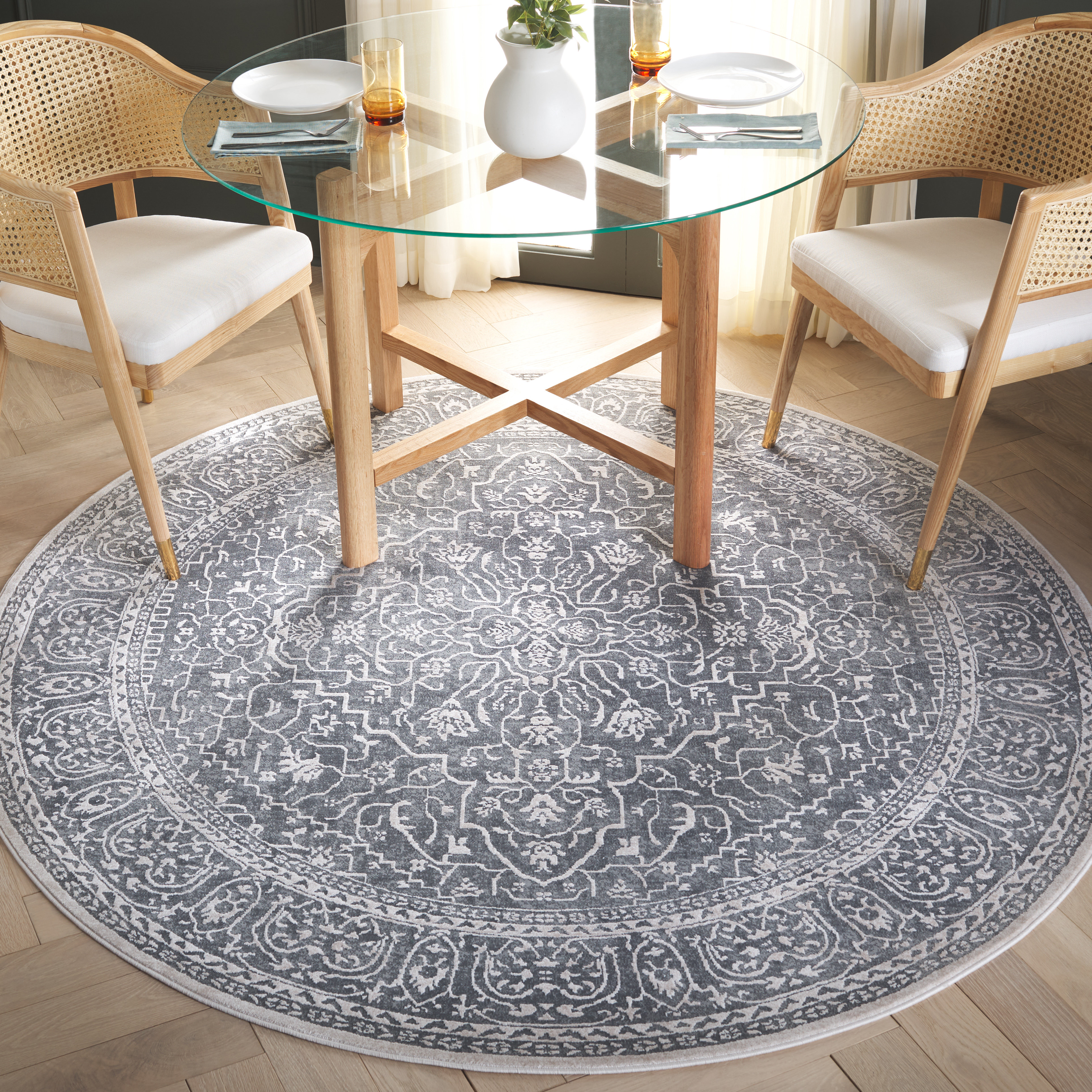 Laurel Foundry Modern Farmhouse Calidia Power Loom Dark Gray/Cream Rug ...