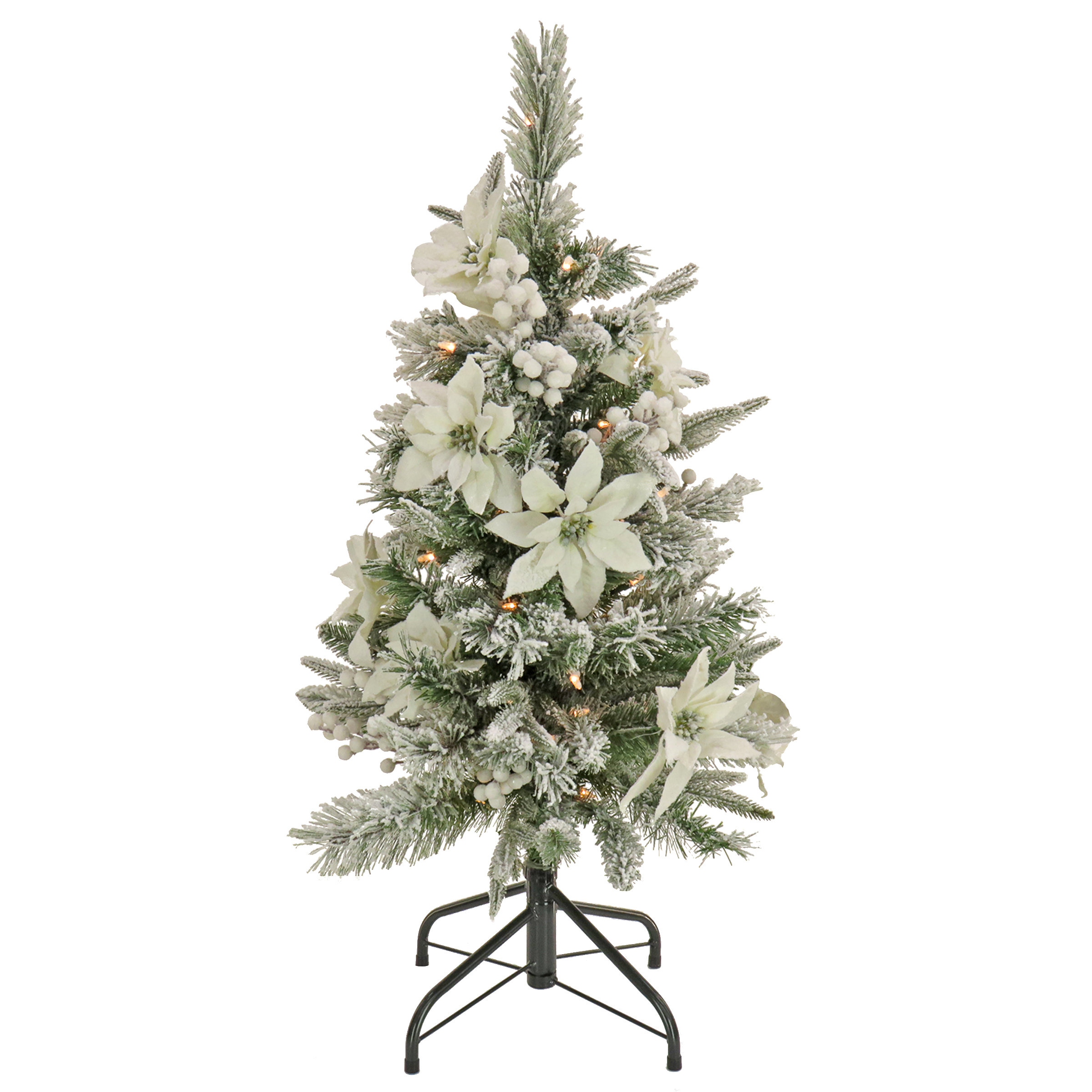 The Holiday Aisle® 3 ft. Frosted Colonial Fir Slim Tree with Clear ...