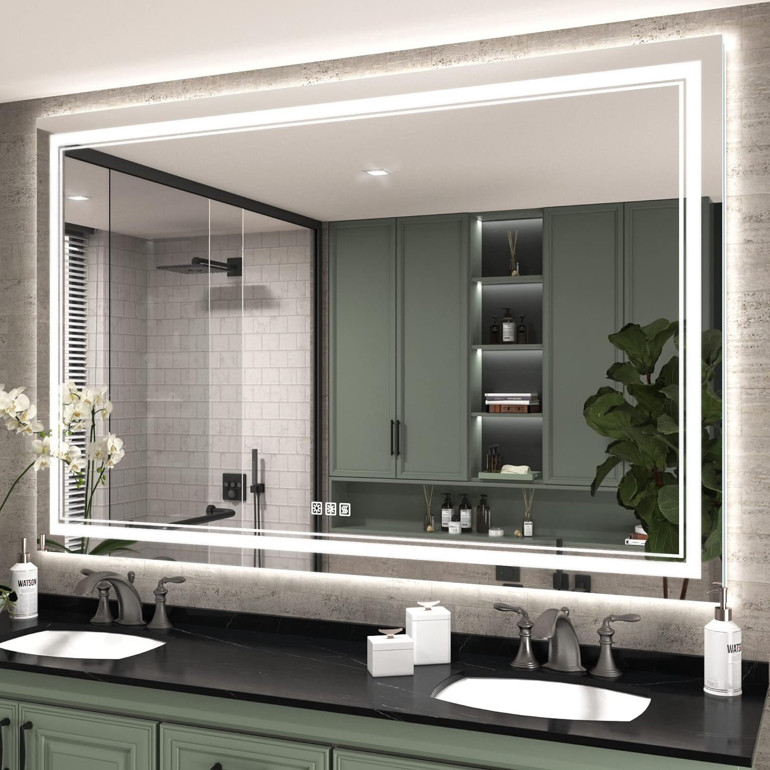 Brayden Studio Badi LED Bathroom Mirror with Anti-Fog, Vanity Mirror, Double Led Strips Super ...