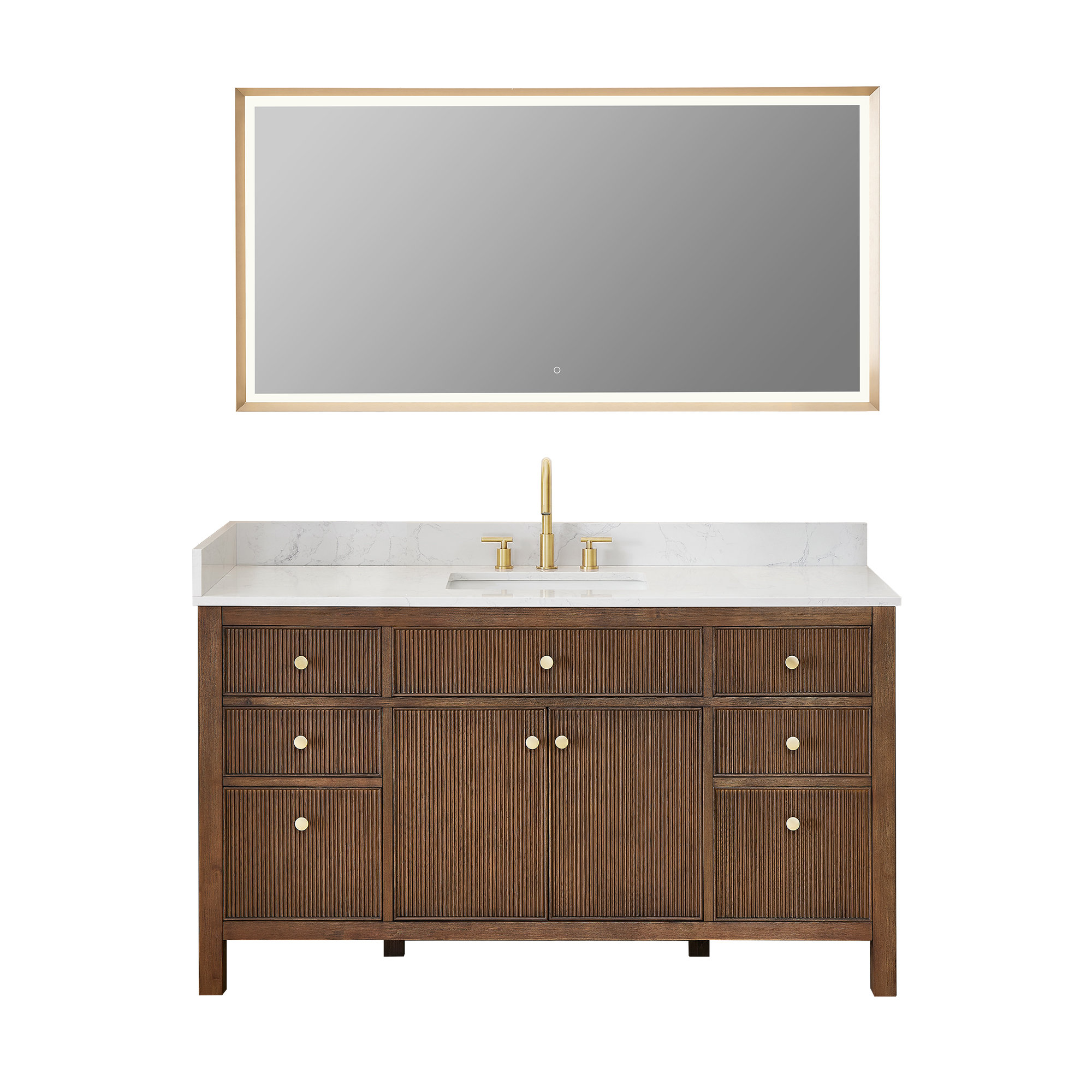 Birch Lane™ Lala 60" Single Bathroom Vanity with Grain White Engineered ...